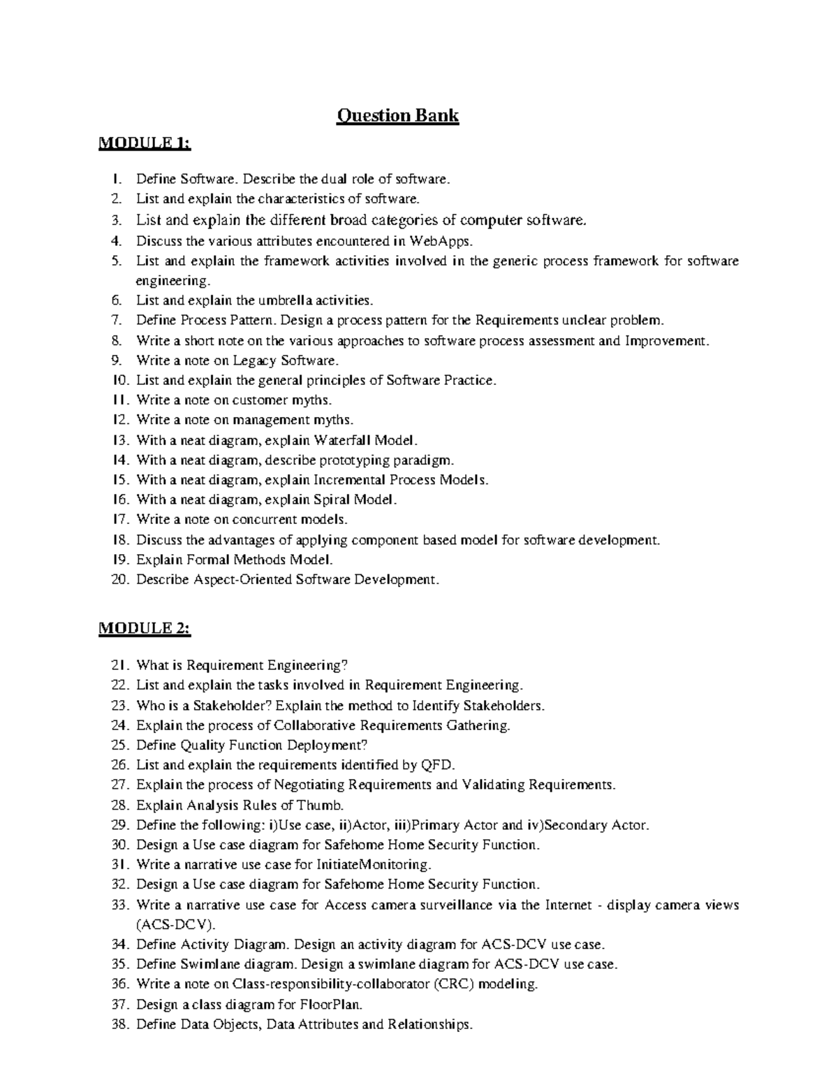 SE - IMP Questions: Key Topics from Software Engineering Modules - Studocu