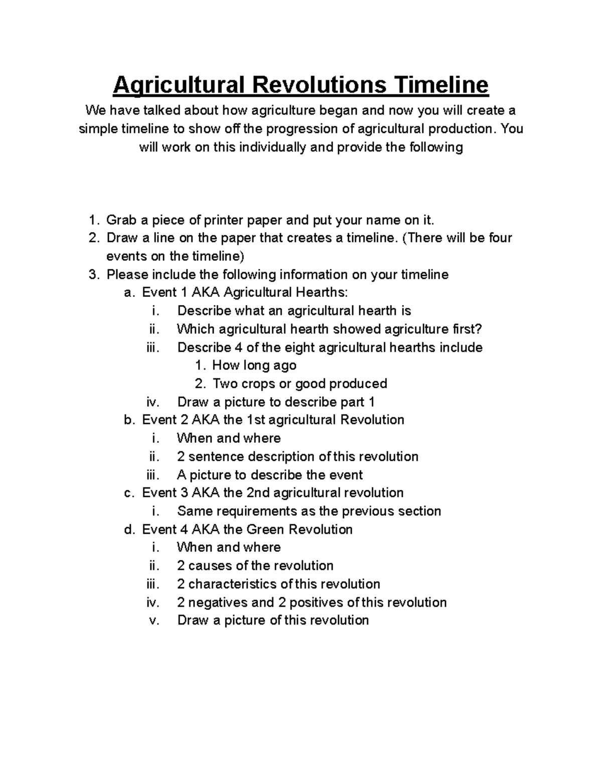 5.5 Agricultural Revolutions Timeline - You will work on this ...