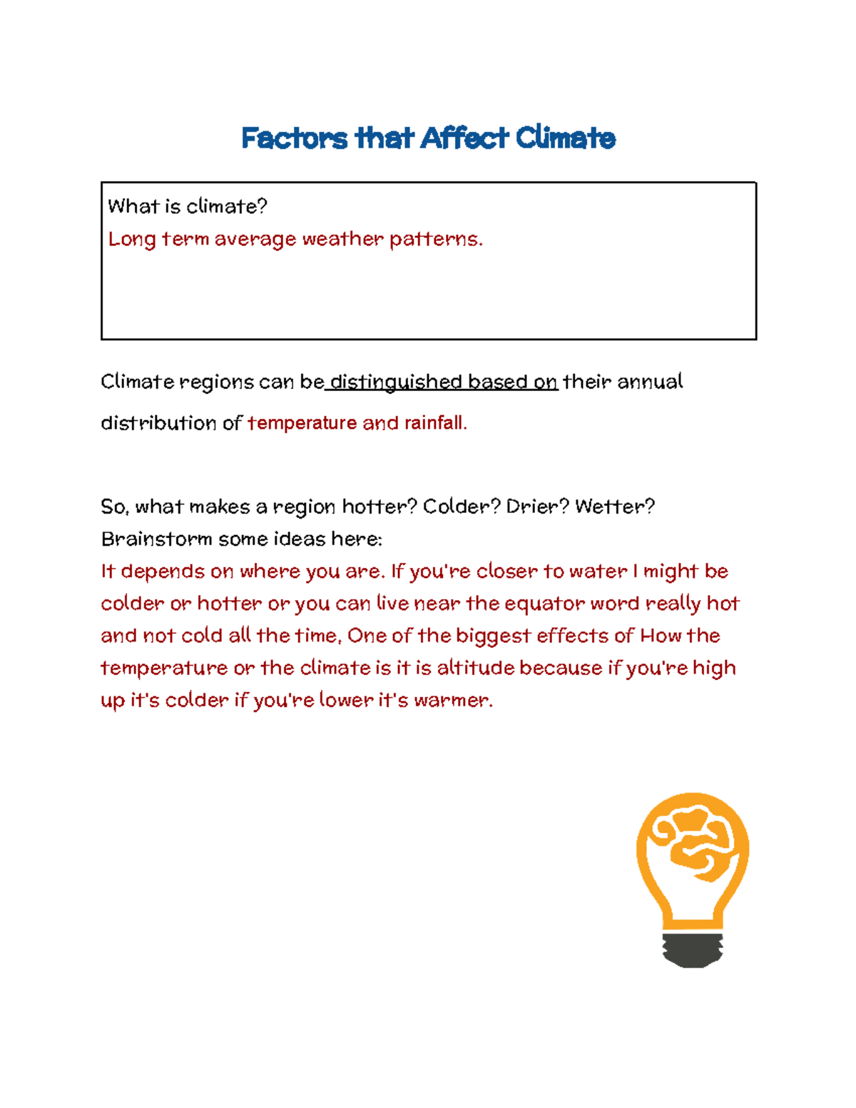Climate Factors Notes: An Overview of Influences on Regional Climate ...