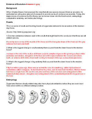 Evidence of Evolution Answer Key - Written by James Dauray docstoc ...