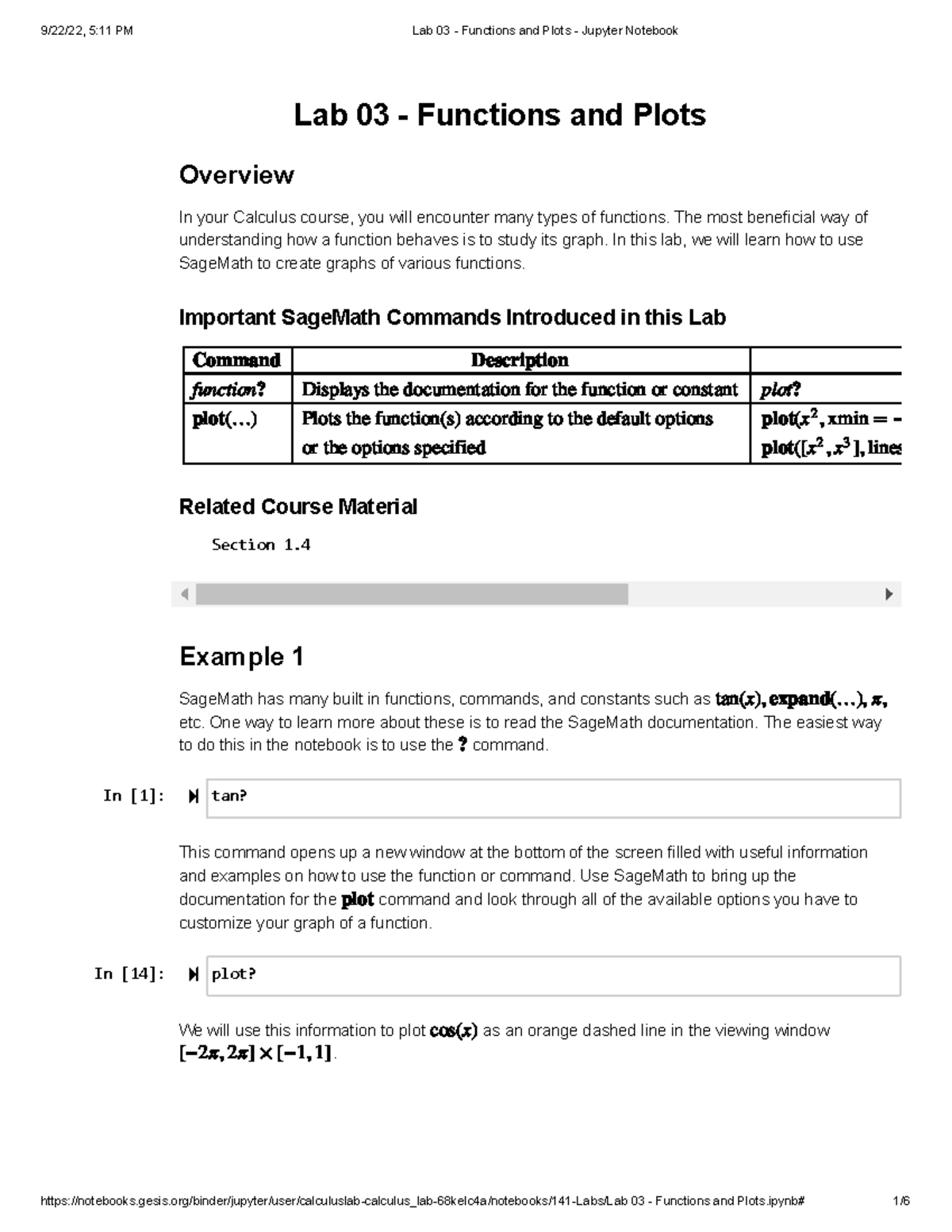 Lab 03 - Functions and Plots - Jupyter Notebook - Lab 03 - Functions and Plots Overview In your ...