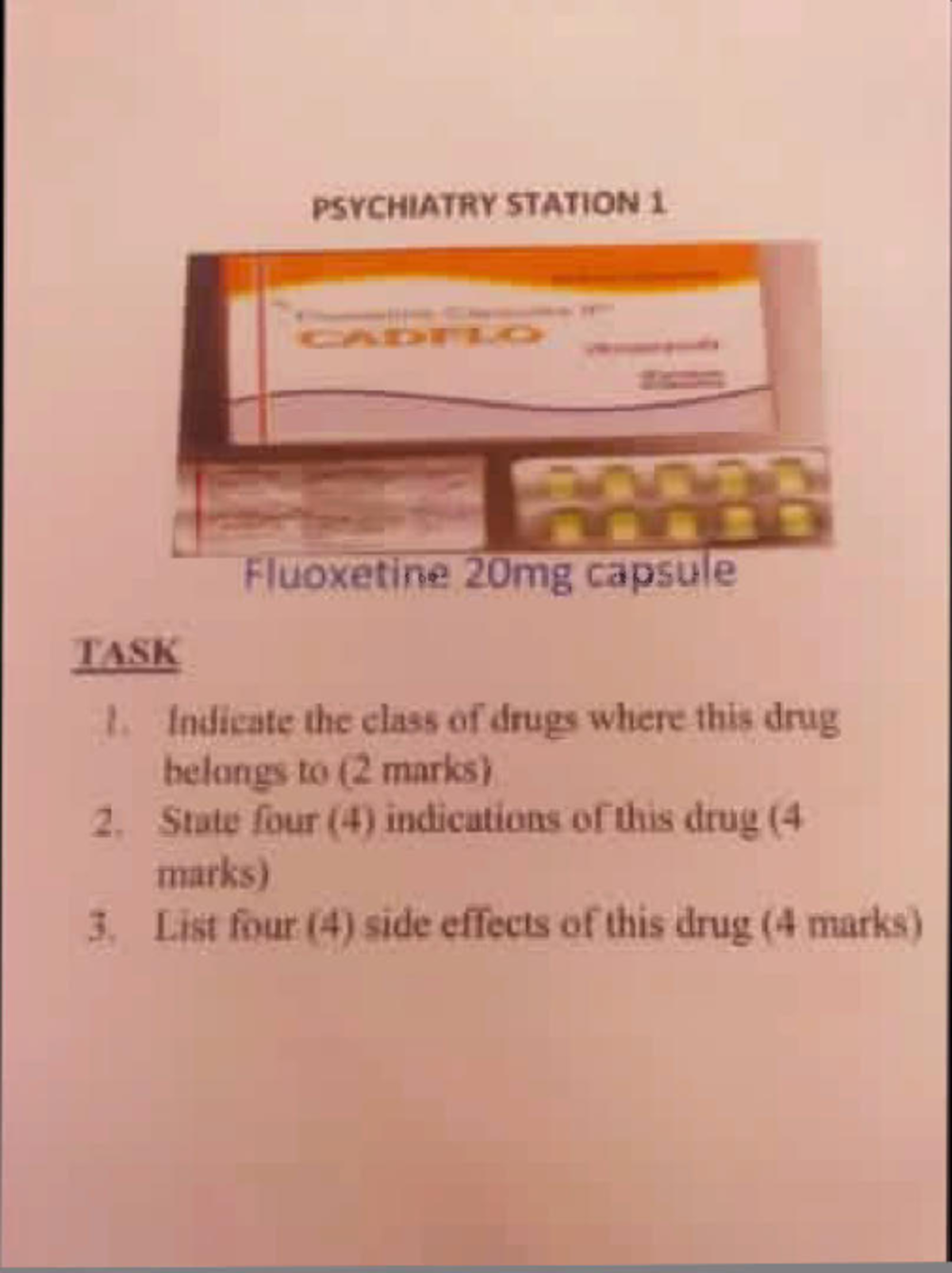 PSYCHIATRY OSCE TASKS: Drug Classes, Indications & Side Effects - Studocu