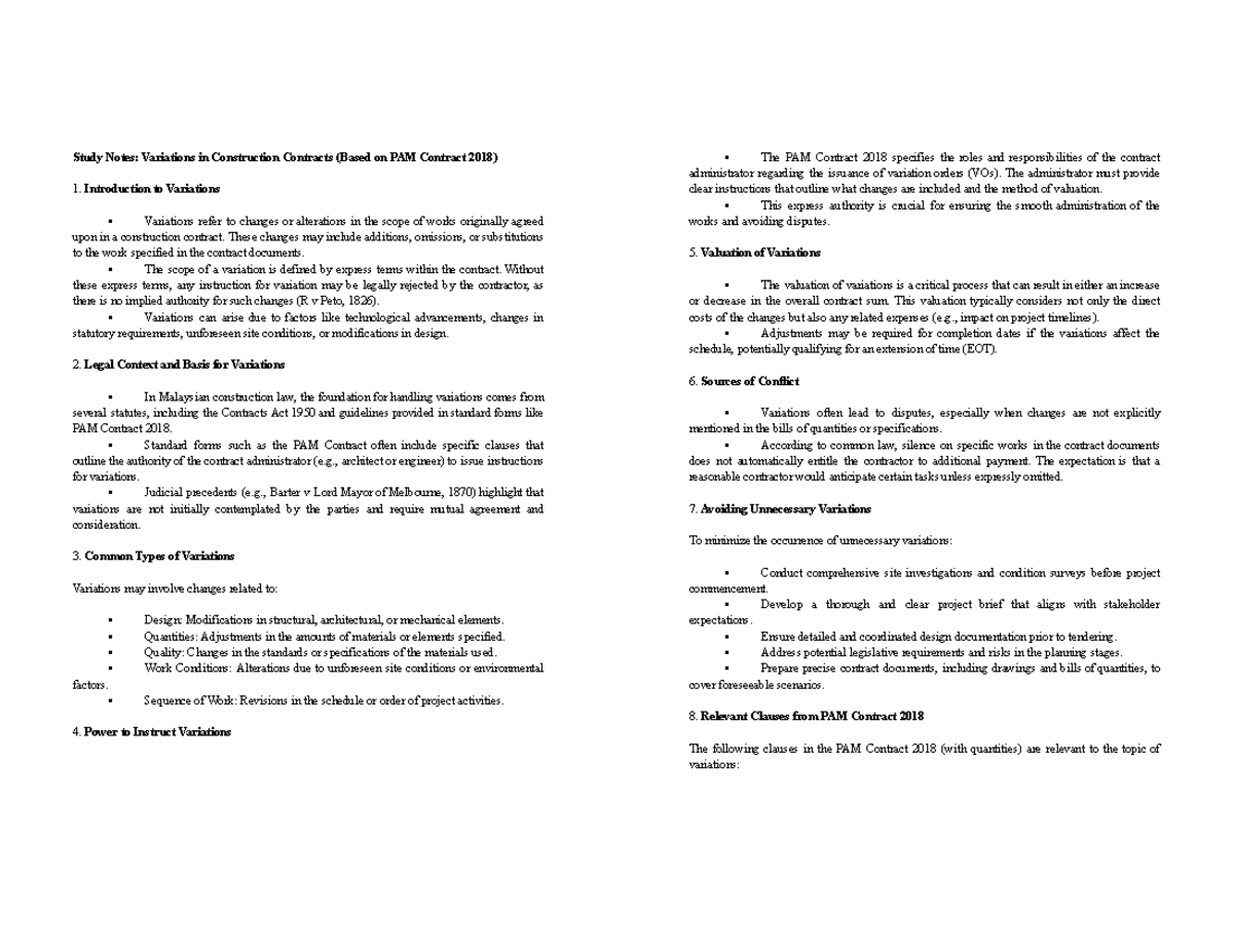 Variation NOTE AND TUTO Answer - Google Docs - Study Notes: Variations ...