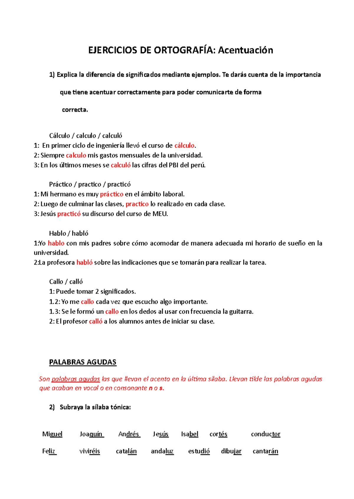 Ejercicios de Ortografía - Acentuación y sus Reglas Esenciales - Studocu