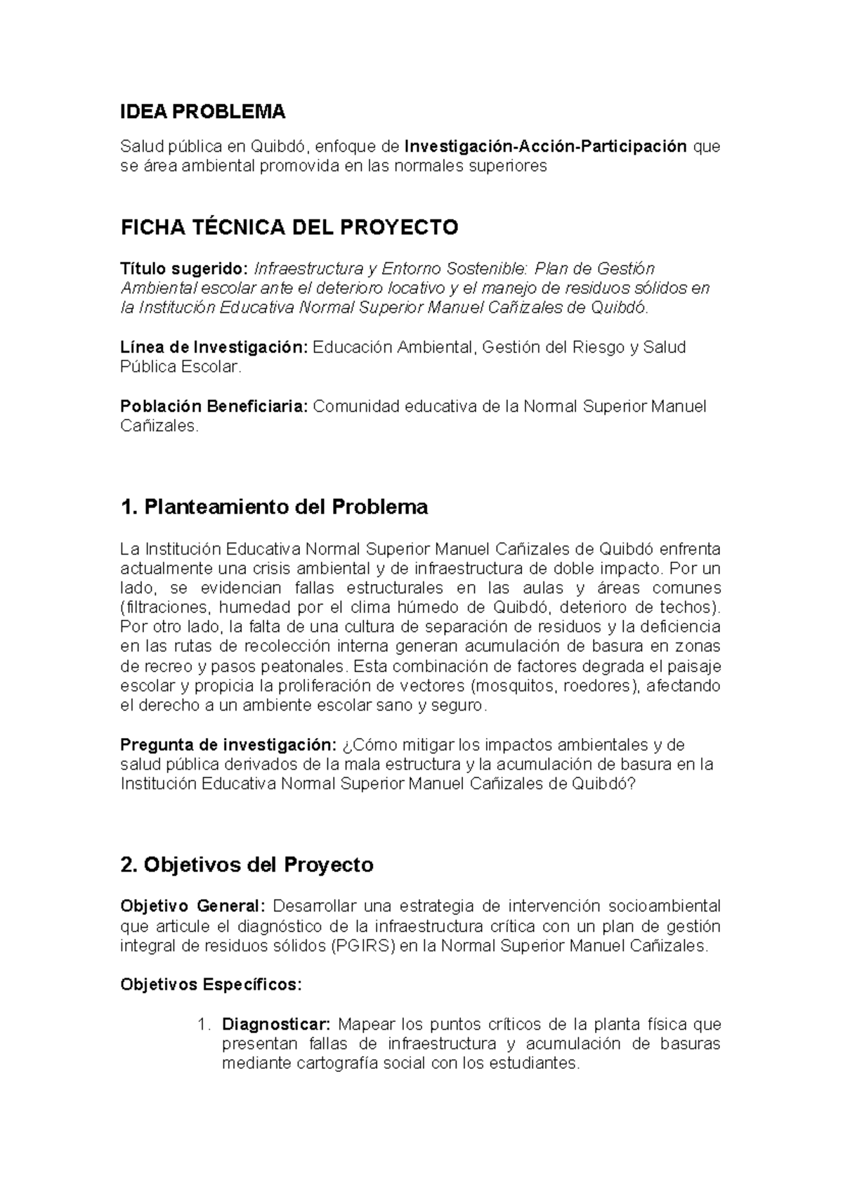 Gestión Ambiental Escolar: Proyecto en la Normal Superior Manuel ...