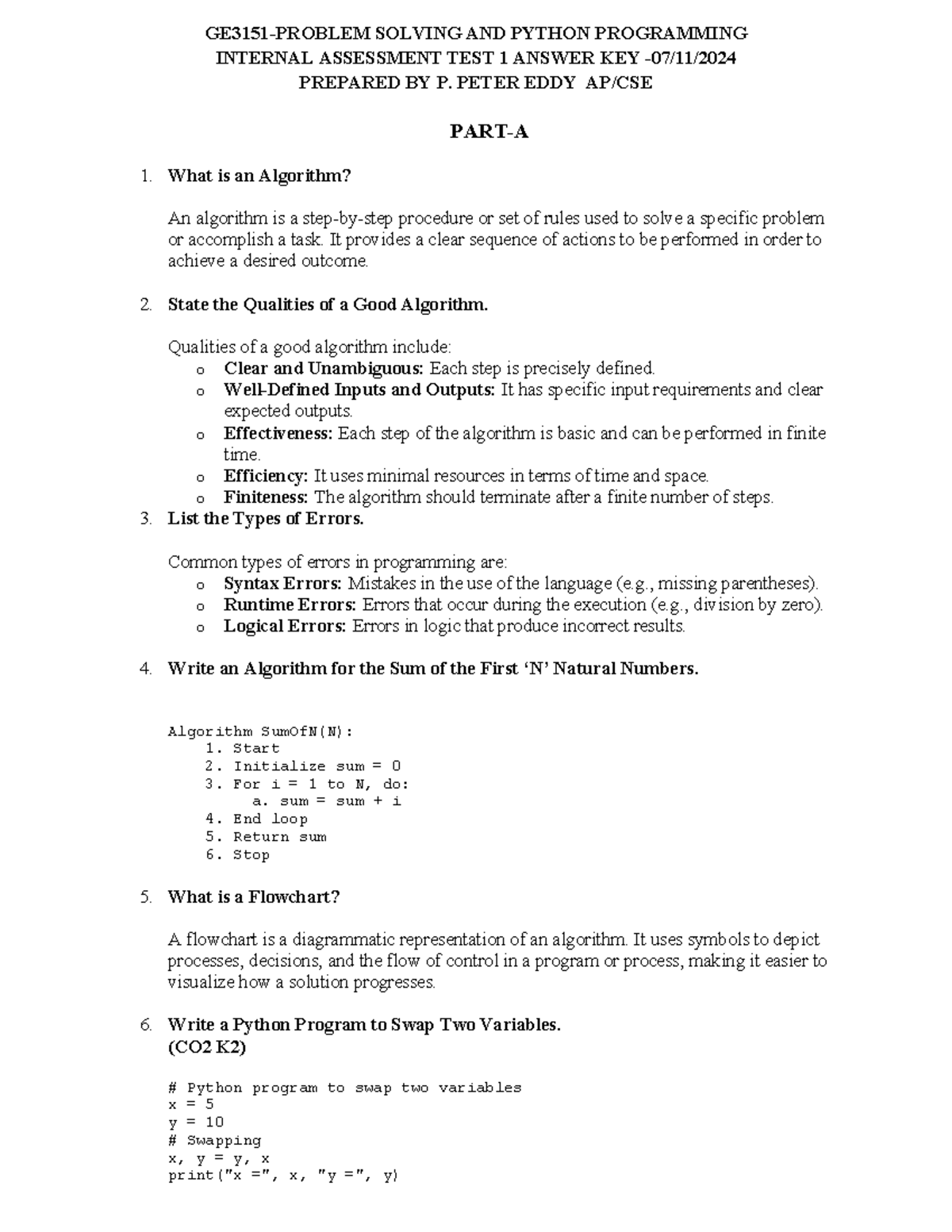 Python model exam - GE3151-PROBLEM SOLVING AND PYTHON PROGRAMMING ...