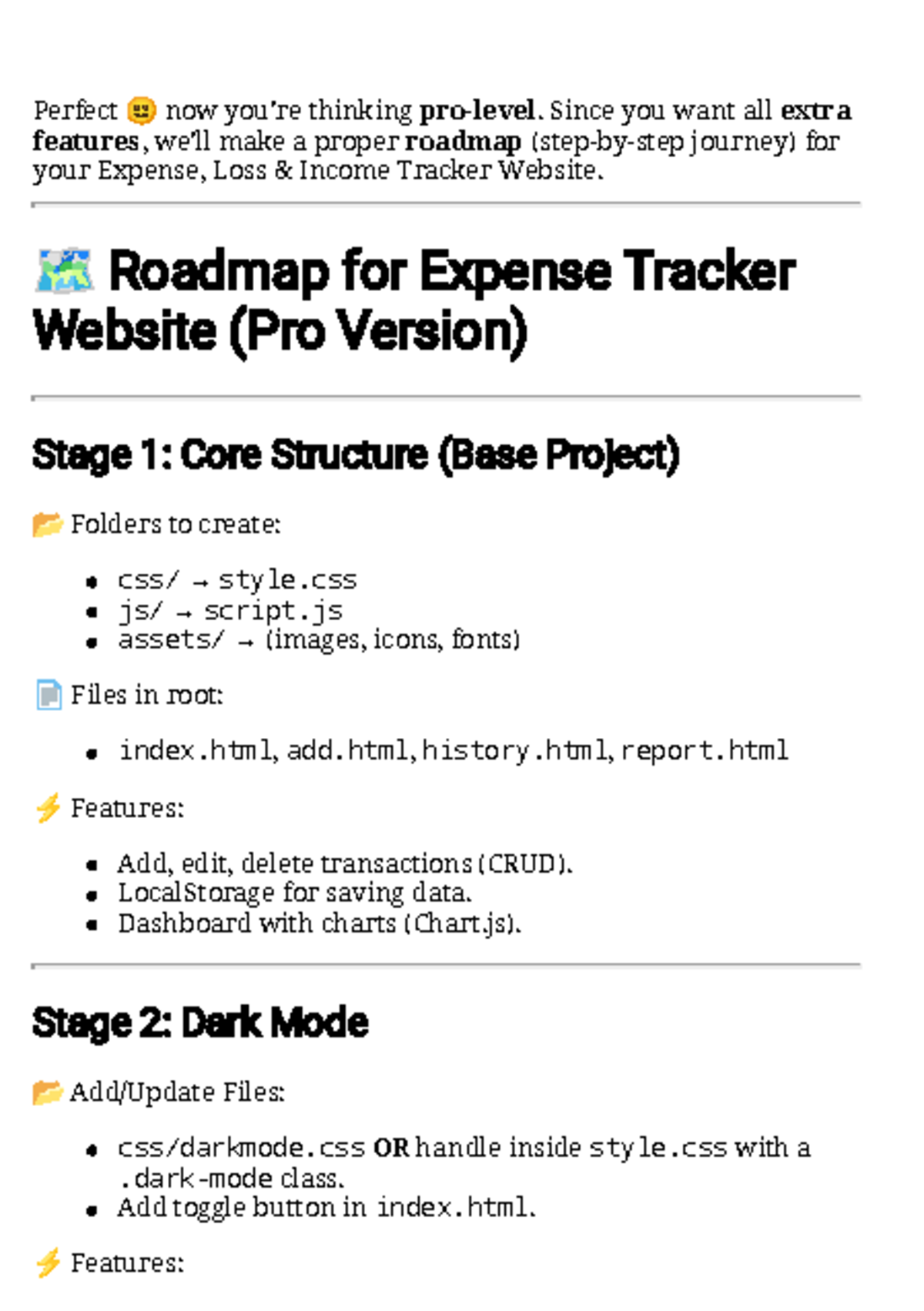 Roadmap for Expense Tracker Website (Pro Version) - Yy Python - Studocu