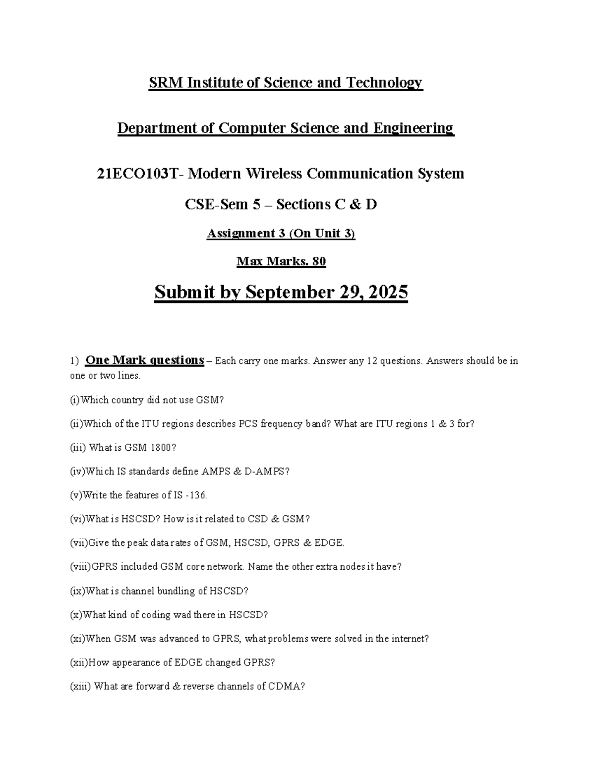 Assignment 3: Modern Wireless Communication System (MWCS CSE-3-5) - Studocu