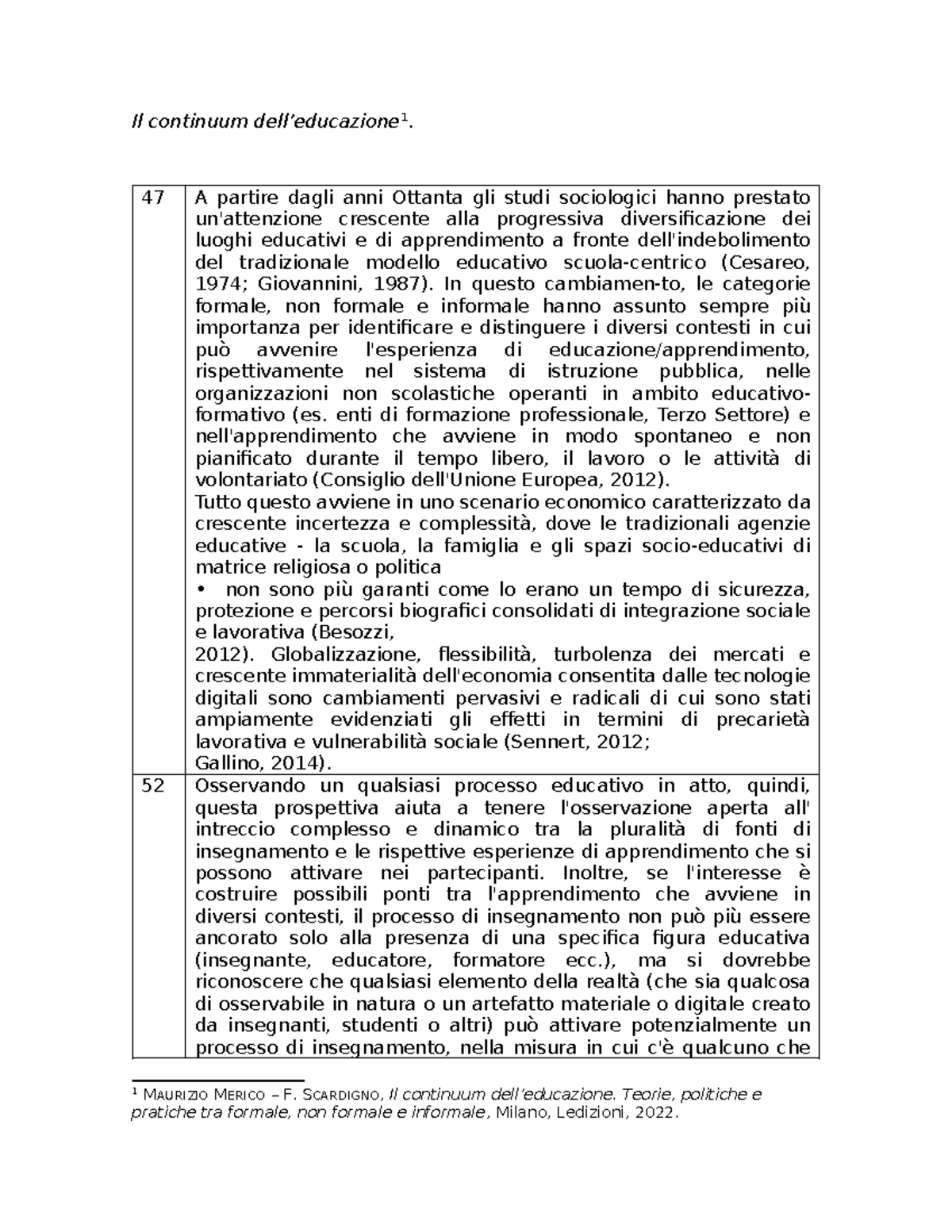 Citas - Il continuum dell'educazione: Teorie e pratiche educative - Studocu