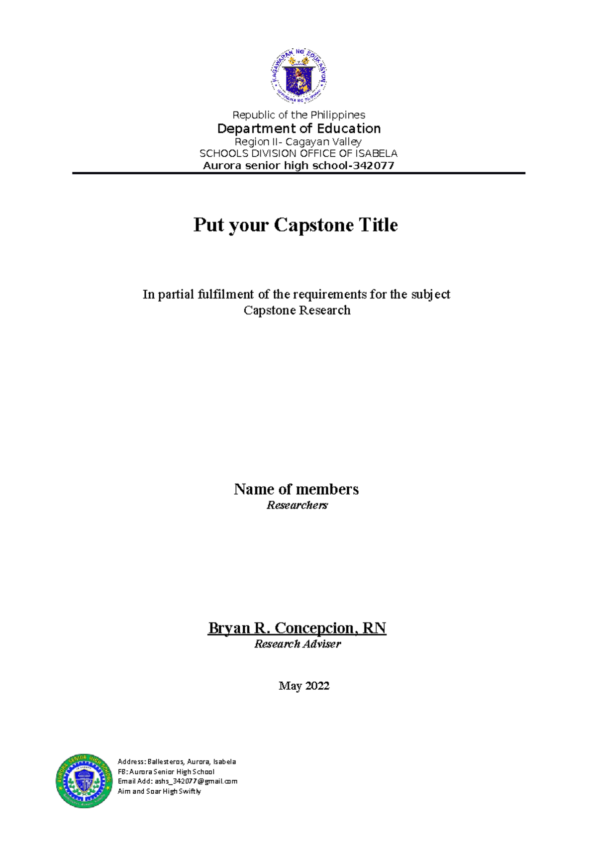 Updated-Capstone-Template - Republic of the Philippines Department of ...