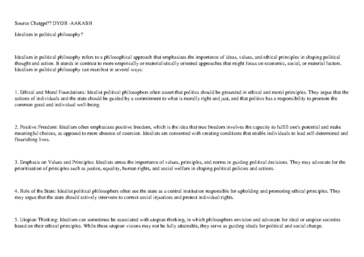 1699168414 - Aakash Mushtaq: Idealism in political philosophy,George w ...