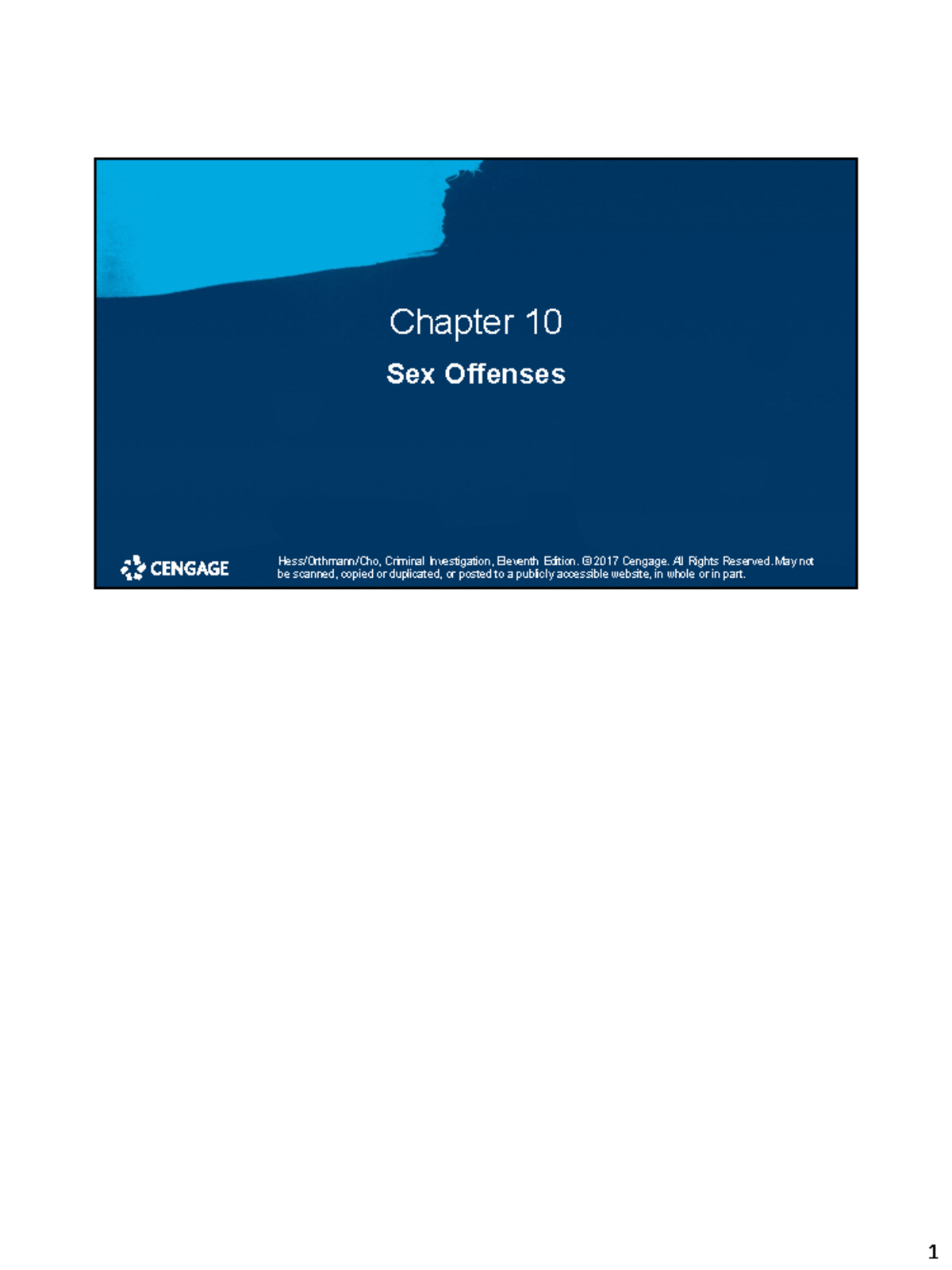 Ch. 10 Powerpoint Criminal Investigation - Chapter 10 Sex Offenses Hess/Orthmann/Cho, Criminal ...