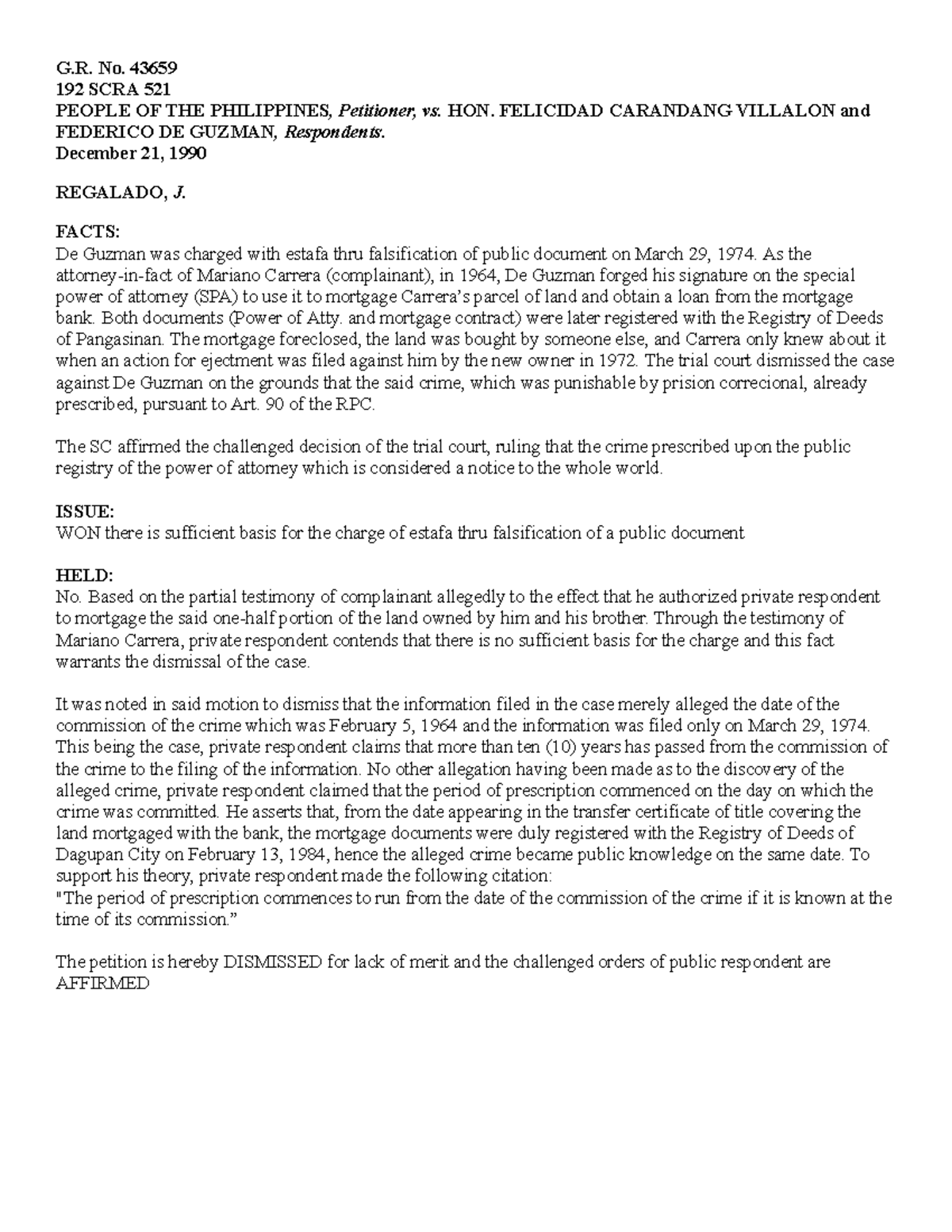 People v. Villalon - Case Digest (G.R. No. 43659) on Estafa ...