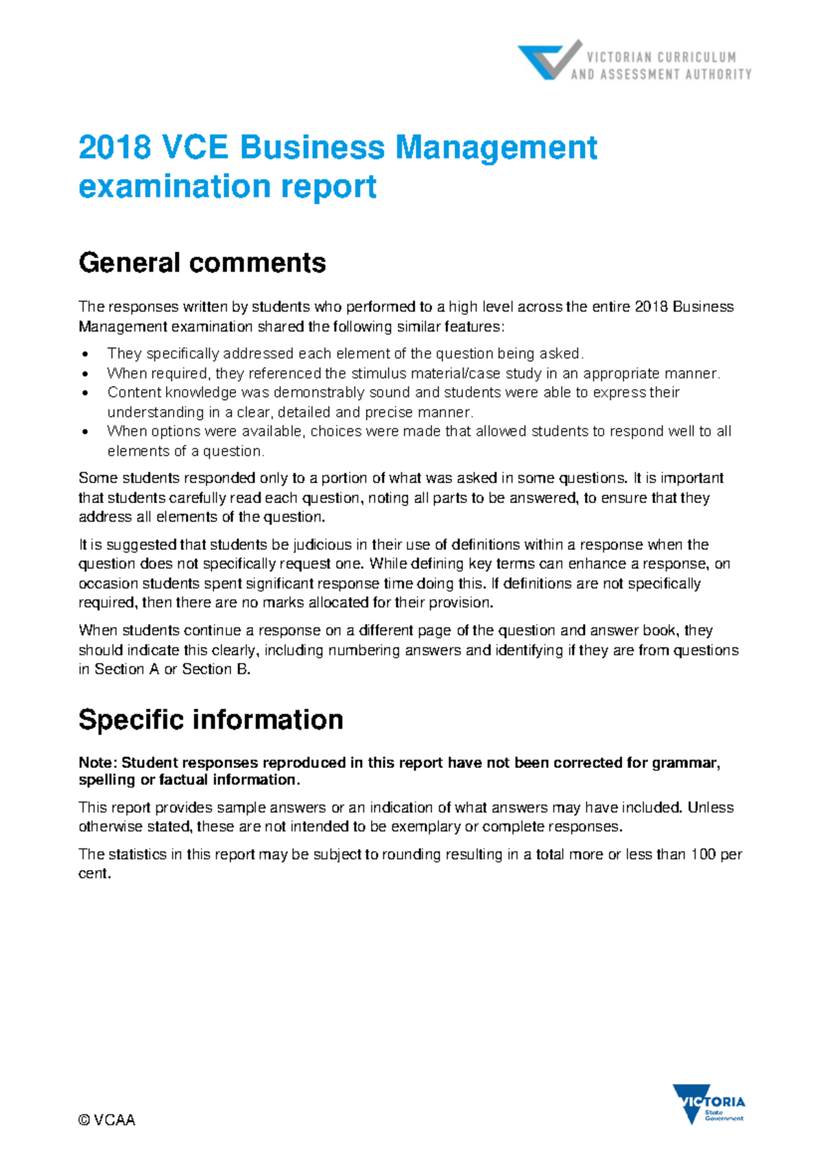 2018 VCE Business Management Exam Report: Key Insights & Student ...