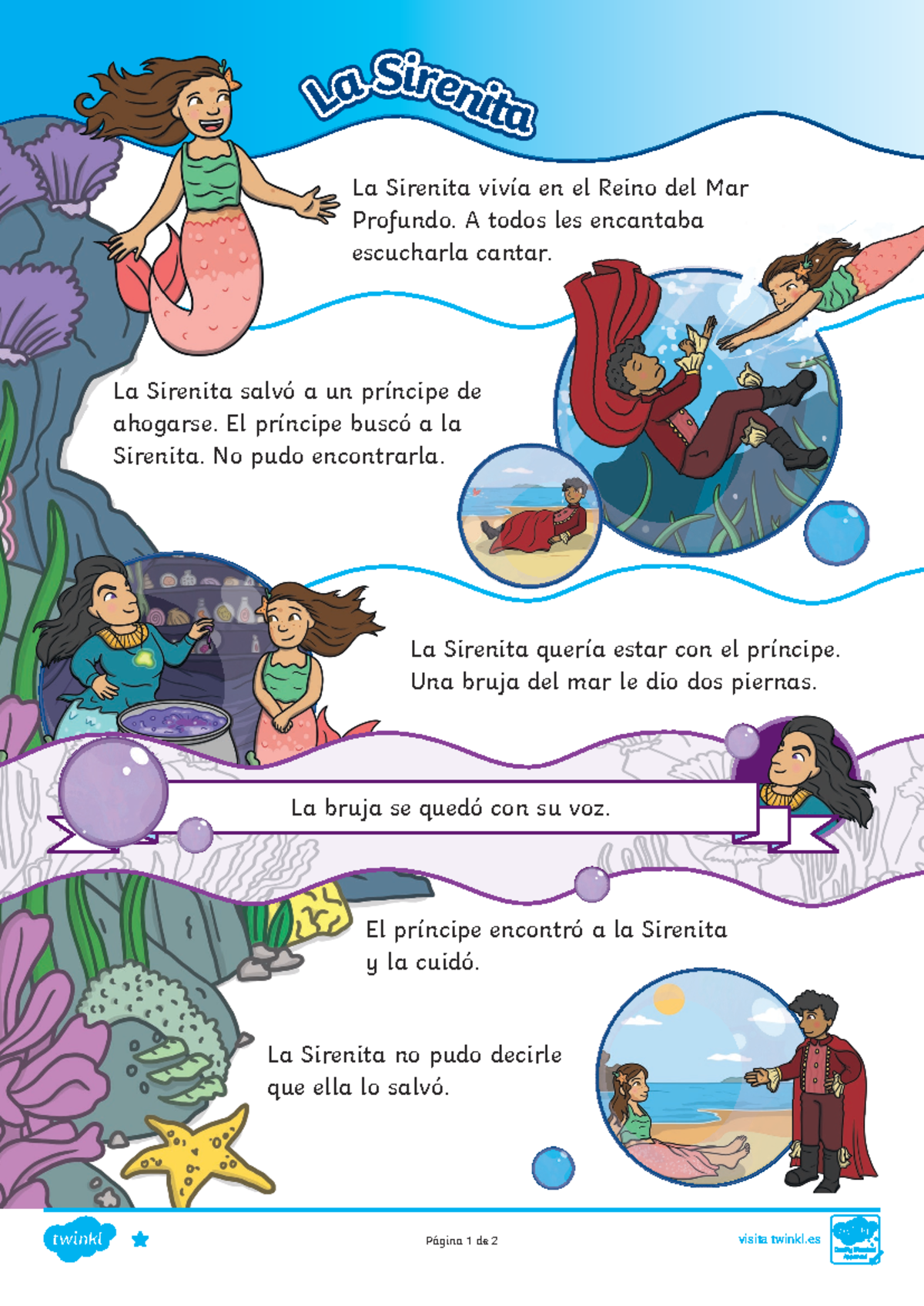 Comprensión Lectora: La Sirenita - Ejercicios y Respuestas - Studocu