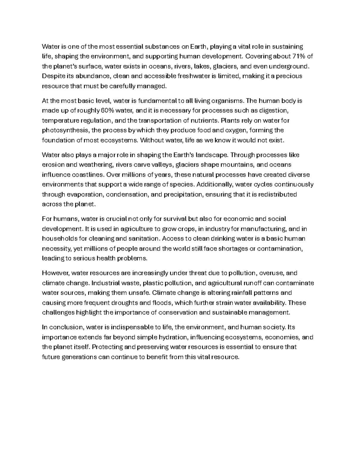 Water: Essential Resource for Life and Sustainability (Studocu 2) - Studocu