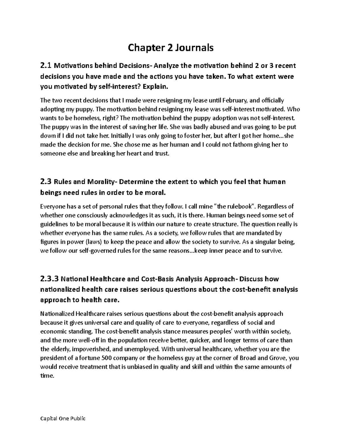 Ethics CH 2 Journals: Analyzing Morality and Decision-Making Insights ...