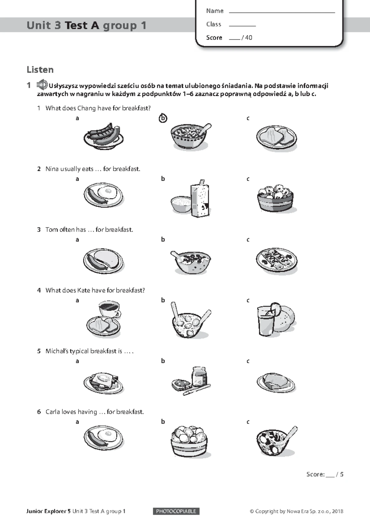 Junior Explorer 6 Unit 2 Standard Test Group 1 and 2 Answers - Studocu