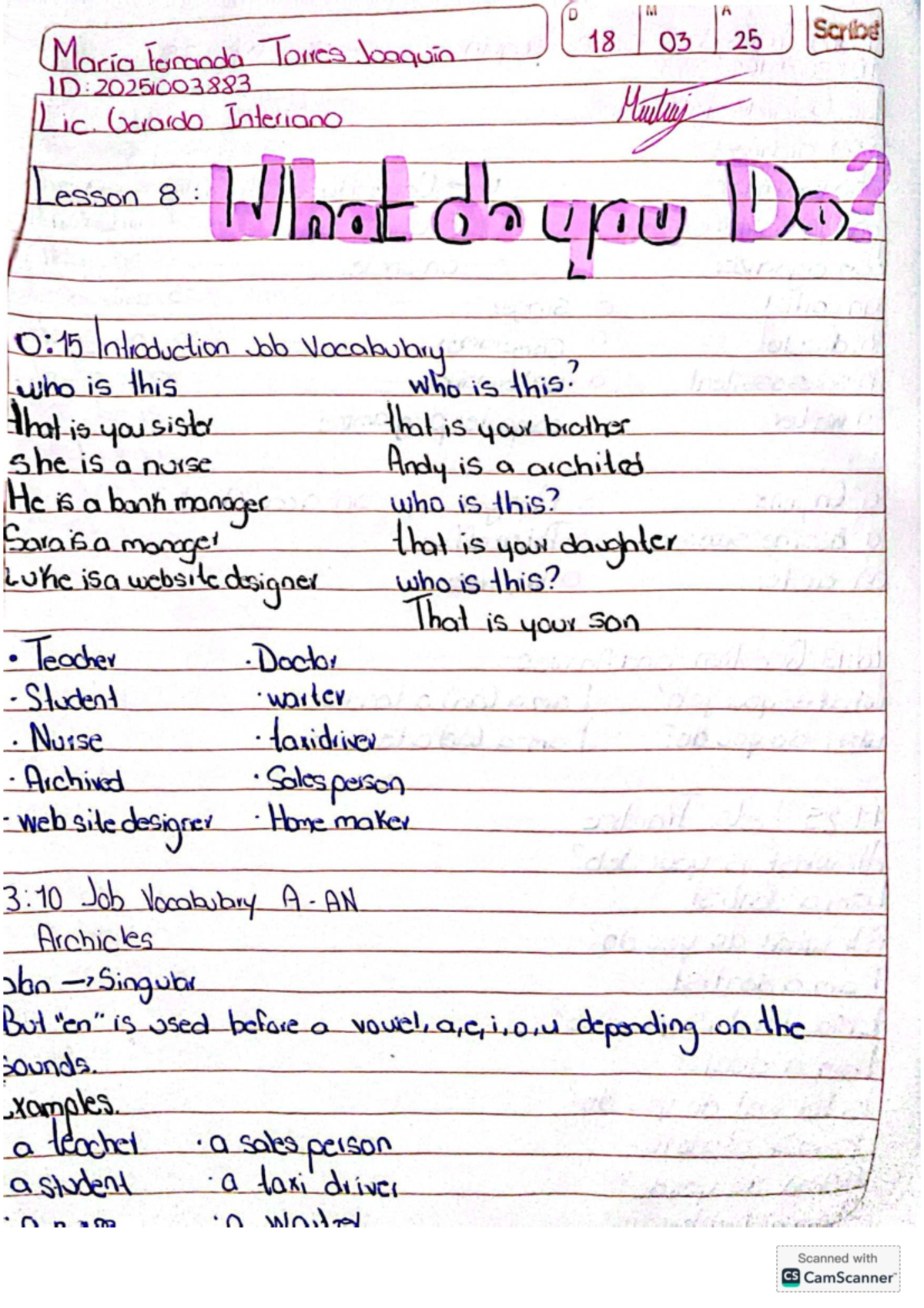 Job Vocabulary and Simple Present Tense - Lesson 8 (U2T4a29) - Studocu
