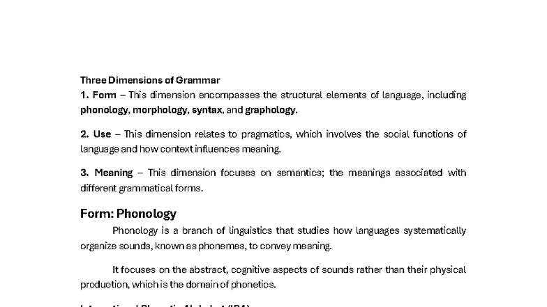 Dimensions of Grammar: Form, Use, and Meaning (073050) - Studocu