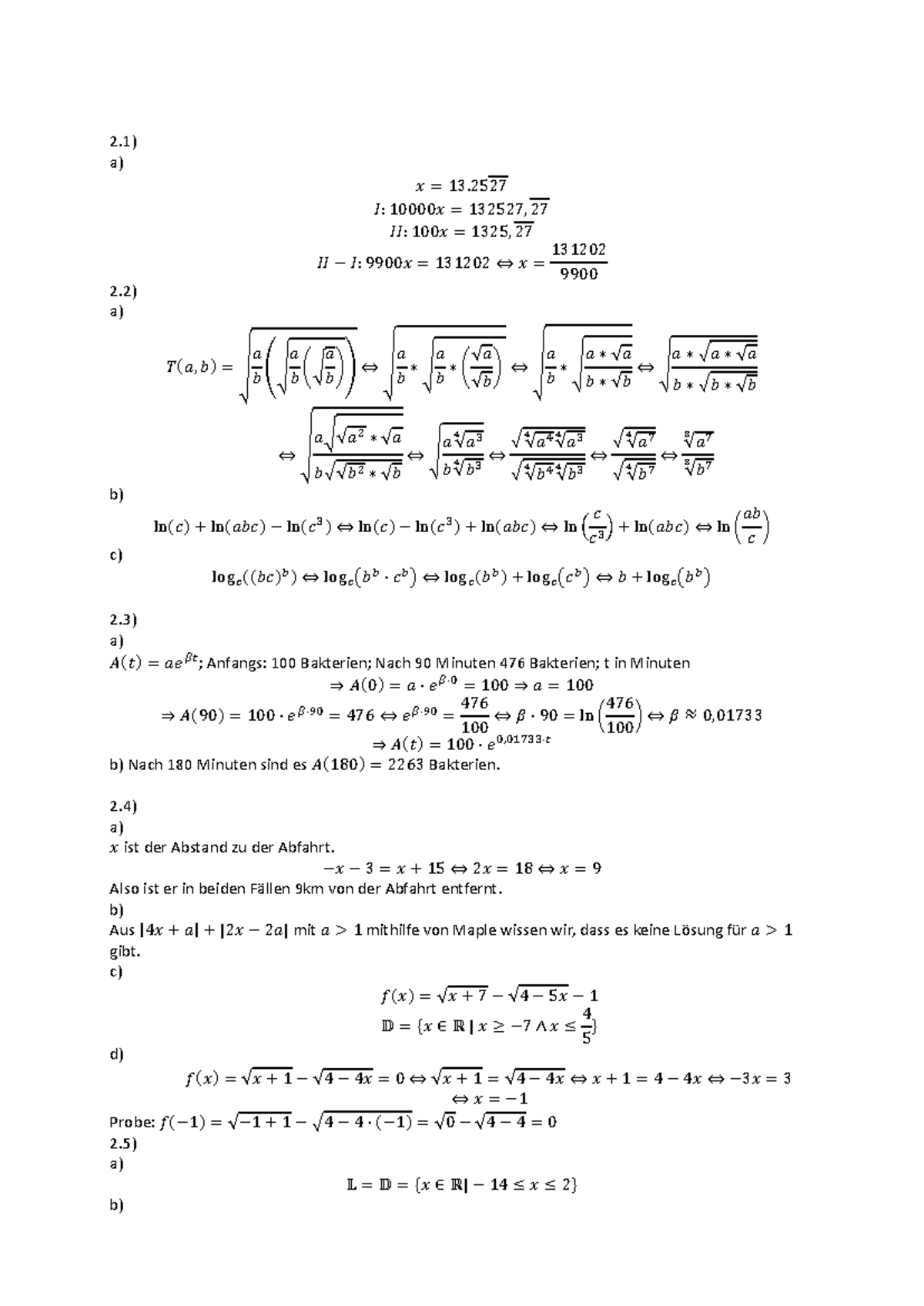 Mathe 1 Übungsblatt 2: Aufgaben und Lösungen - Studocu