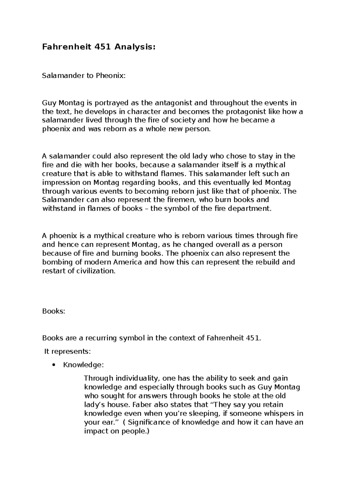 Fahrenheit 451 Analysis: The Transformation of Guy Montag - Studocu