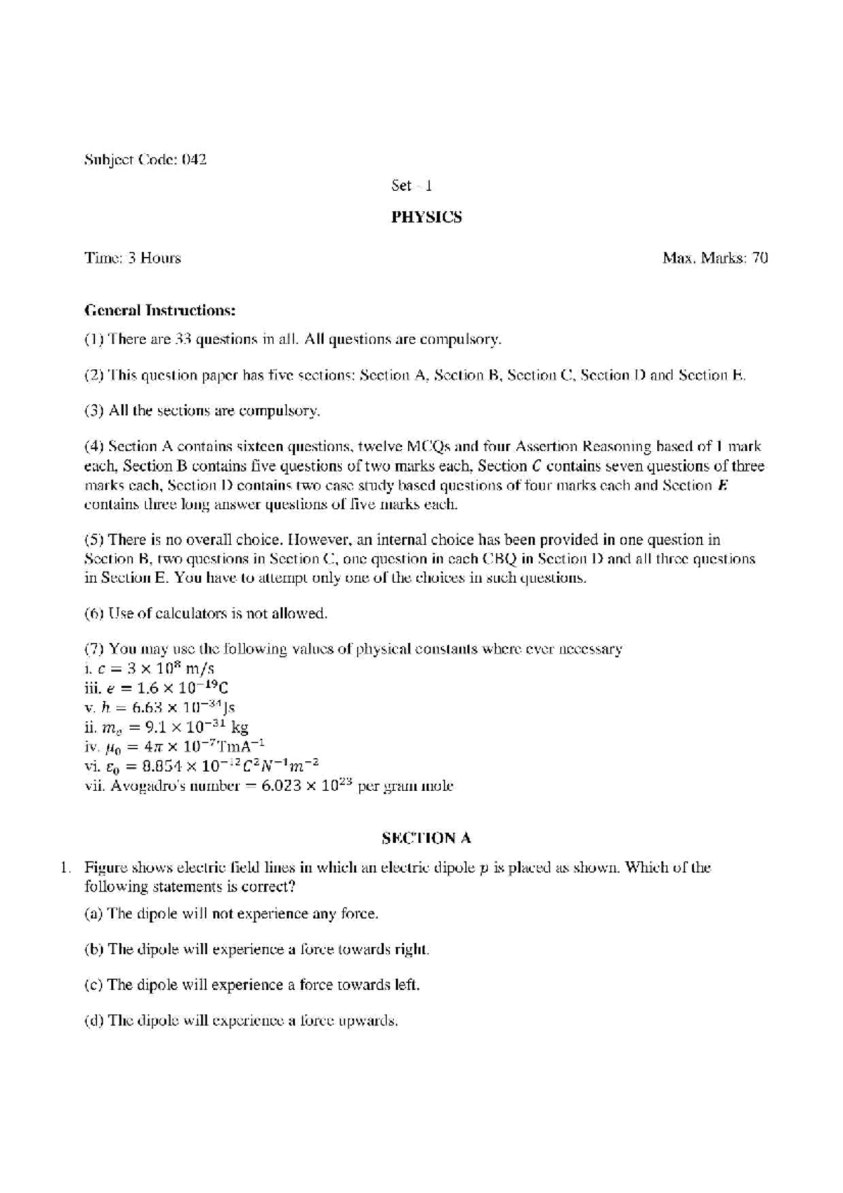 Top 10 Sample Papers for Class 12 Physics (042) with Solutions - Studocu
