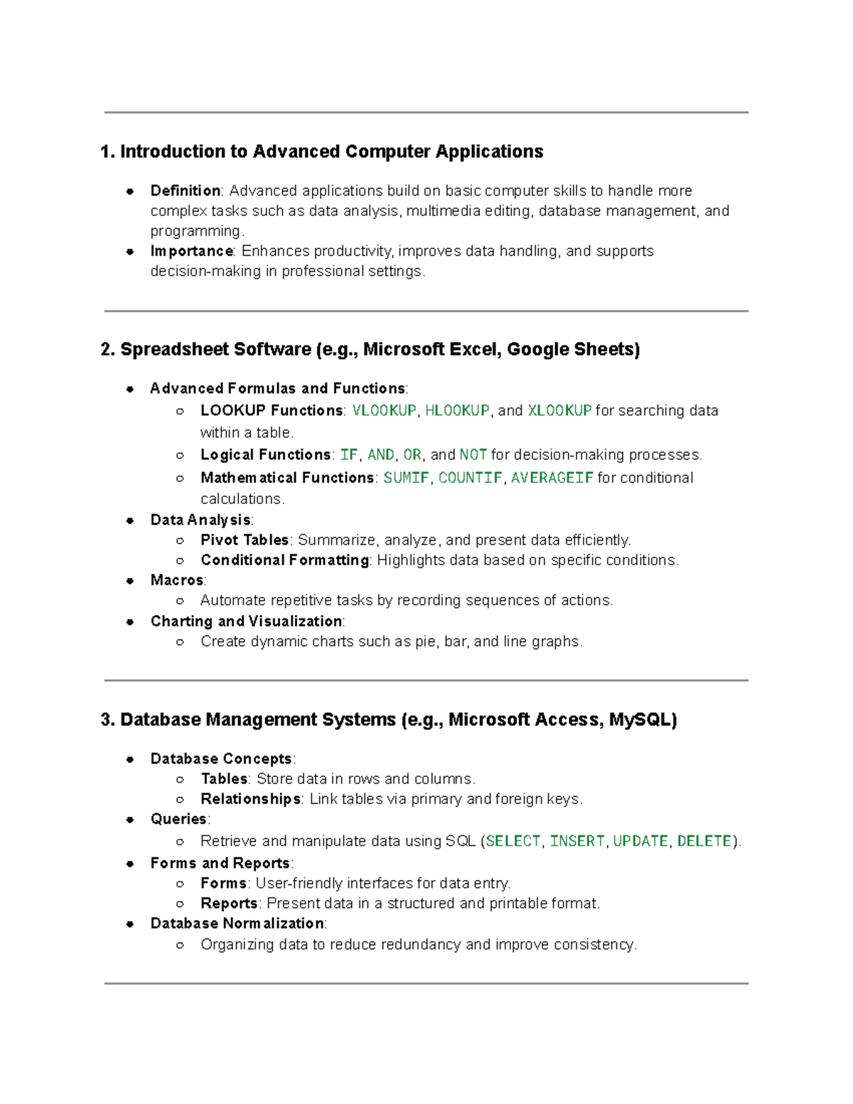 Comp application 2 - GOOD - 1. Introduction to Advanced Computer ...