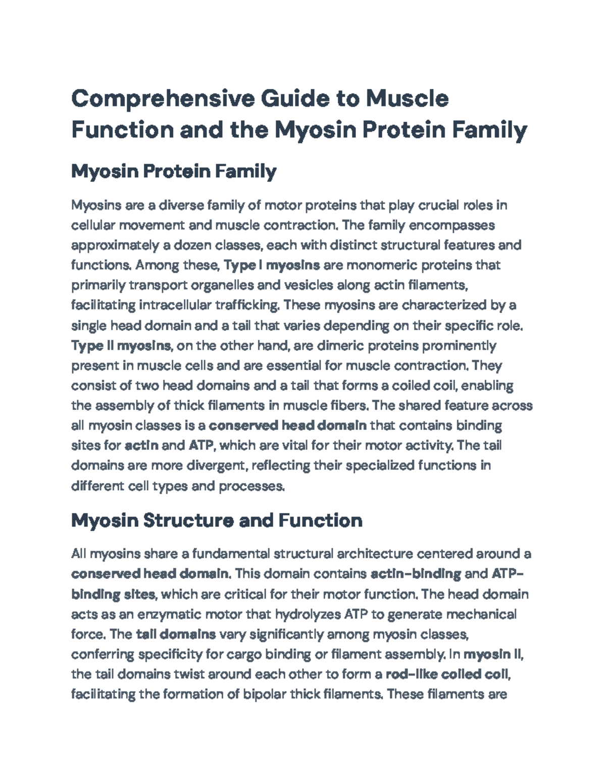 Comprehensive Guide to Muscle Function & Myosin Dynamics (BIO 101 ...