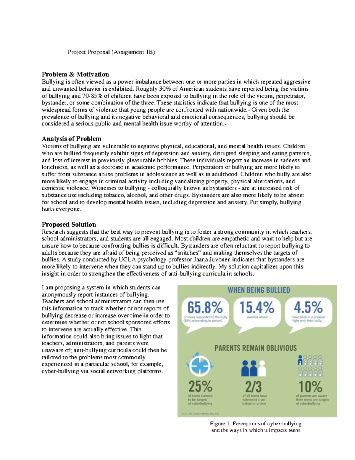 CSE 440, Project Proposal 1B: Addressing Bullying in Schools - Studocu