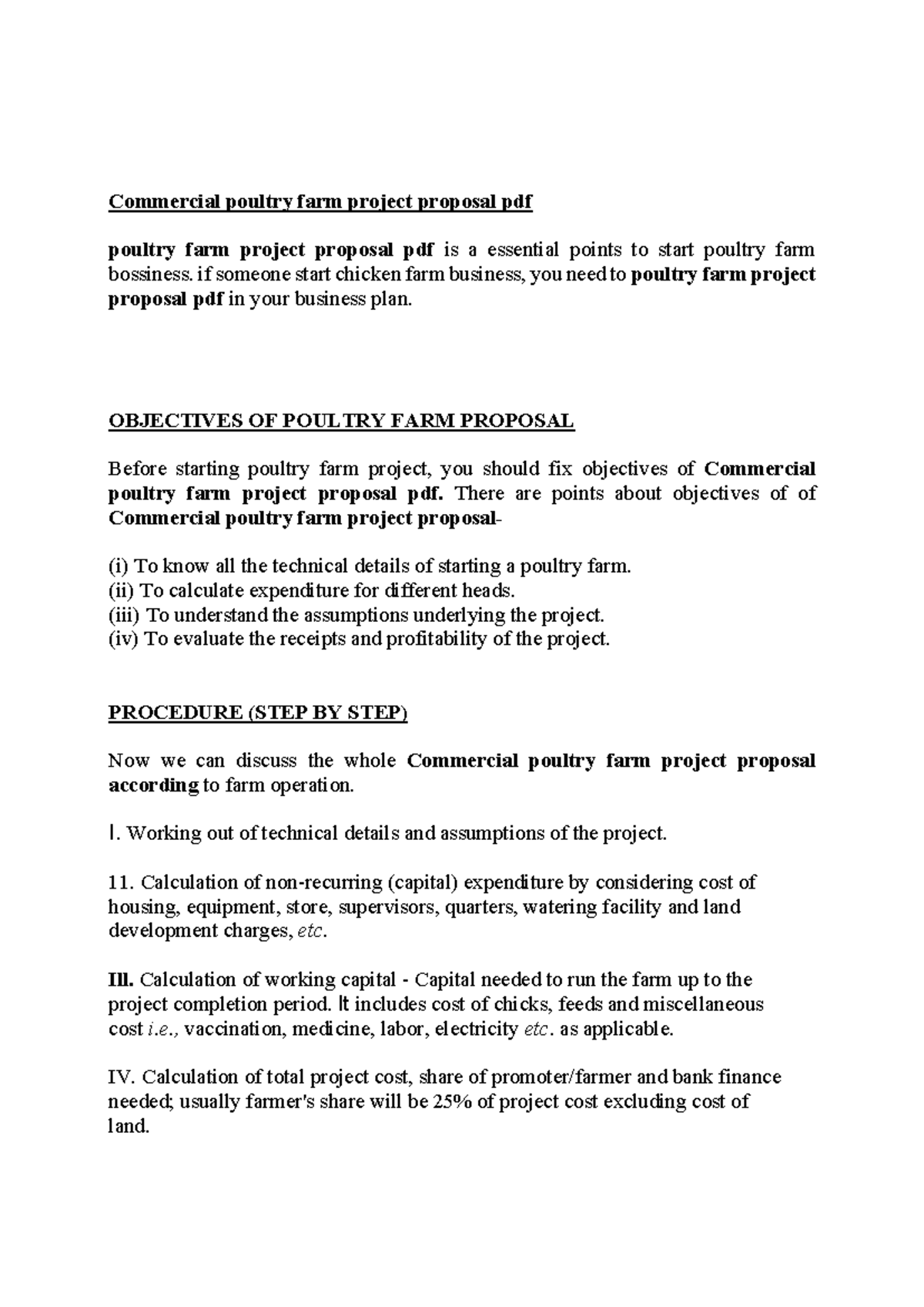 Comprehensive Business Proposal for Poultry Farm Project - Studocu