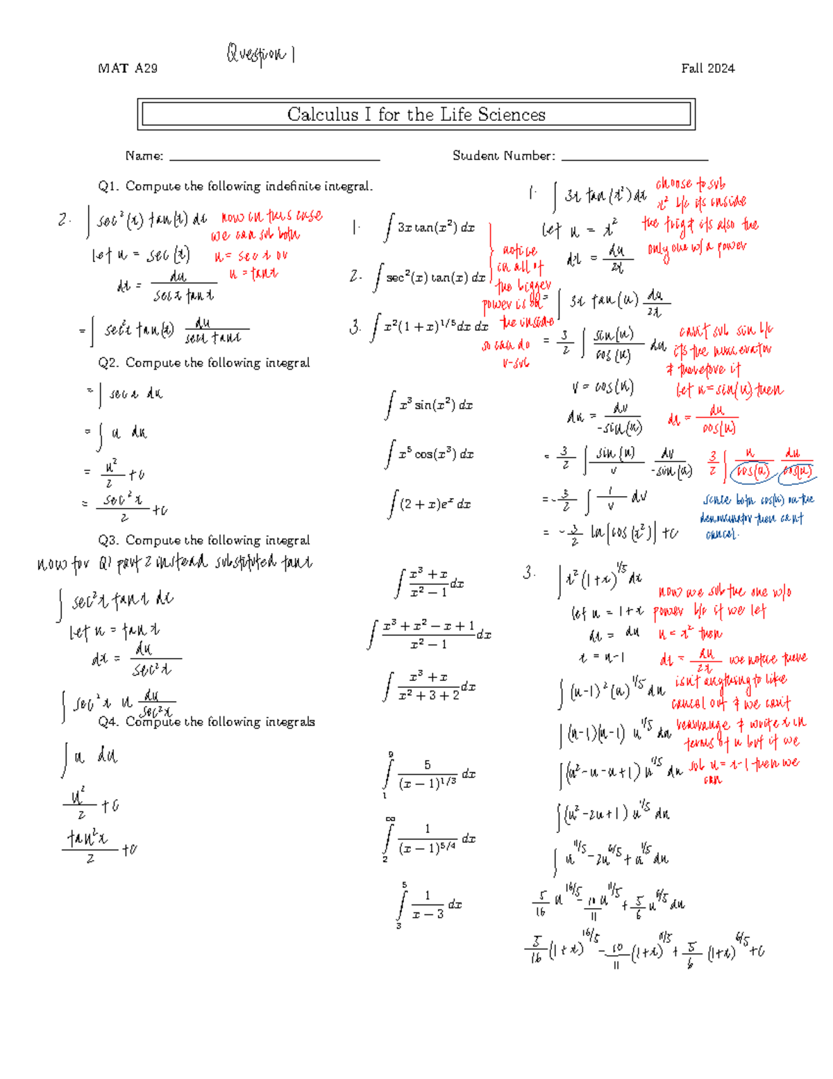MAT A29 Fall 2024 Calculus I for Life Sci Quiz 06 - Studocu