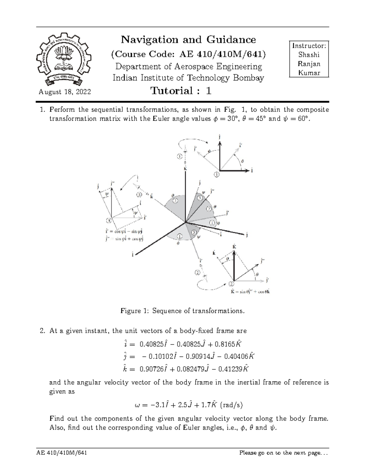AE Navigation and Guidance Tutorial 1: Composite Transformations and ...
