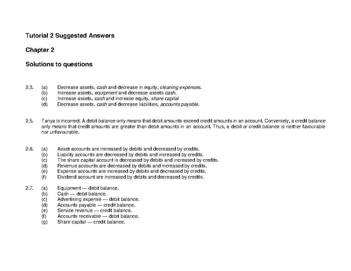 Financial Accounting And Analysis_Tutorial 2 Suggested Answers Week 2 - Tutorial 2 Suggested ...