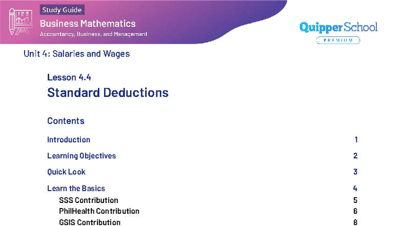 BM SG 11 Q2 0404 - Business Math Grade 11: Unit 4 Lesson on Standard ...