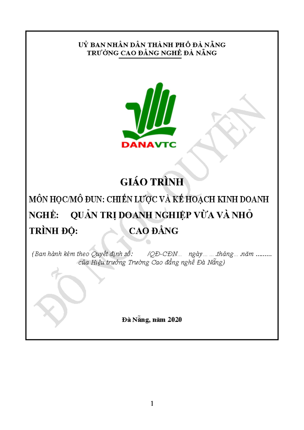 GT Chien LUOC VA KHKD CD QTDN - UỶ BAN NHÂN DÂN THÀNH PHỐ ĐÀ NẴNG ...