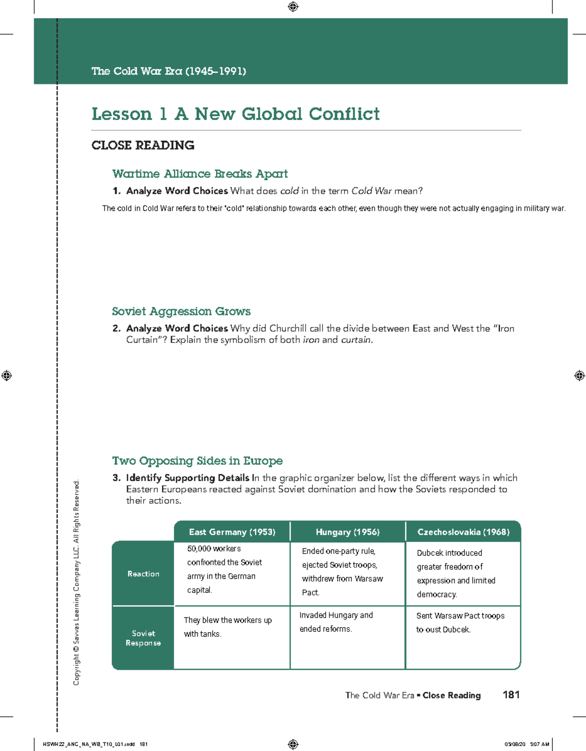 The Cold War Era Lesson 1: Analyzing Global Conflict Dynamics - Studocu
