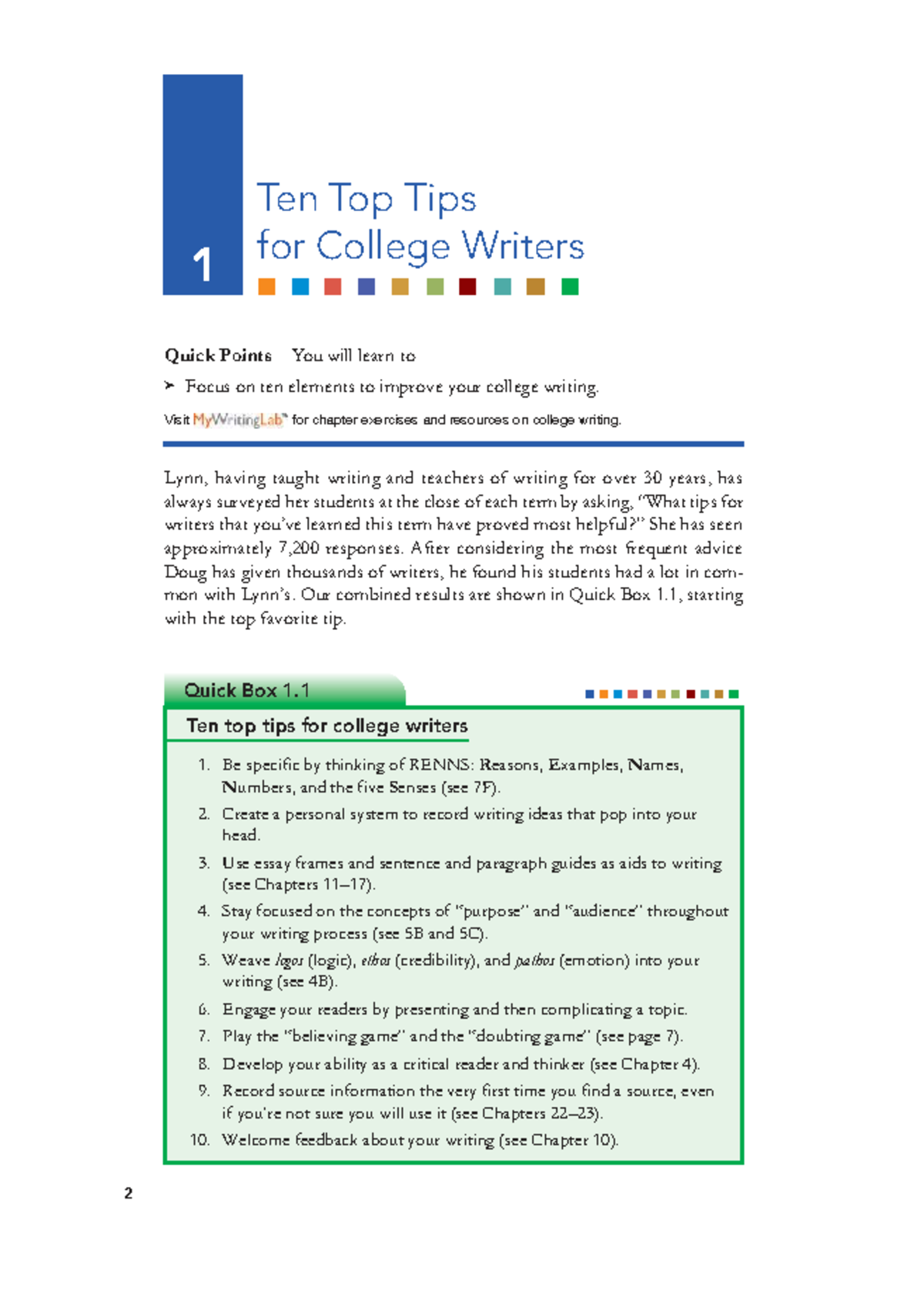 Top Ten Tips for College Writers (ENG 101) - Studocu