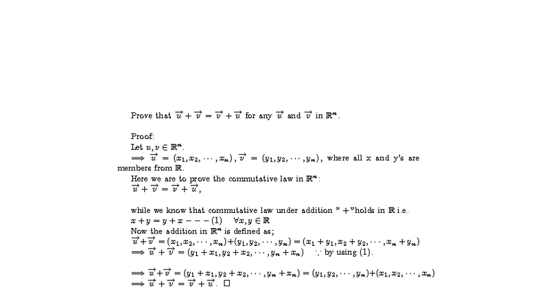 Lecture 5: Proof of Commutative Law in Rn - Studocu