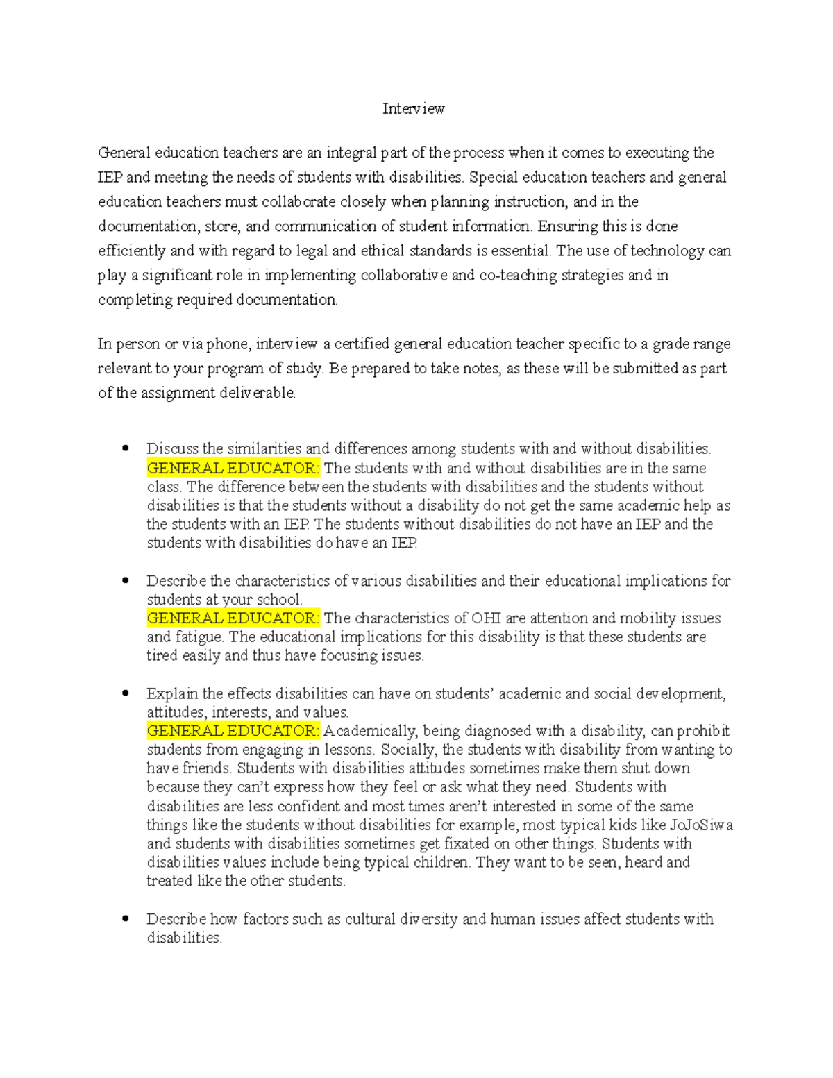 IEP Interview Insights: Enhancing Collaboration & Co-Teaching - Studocu