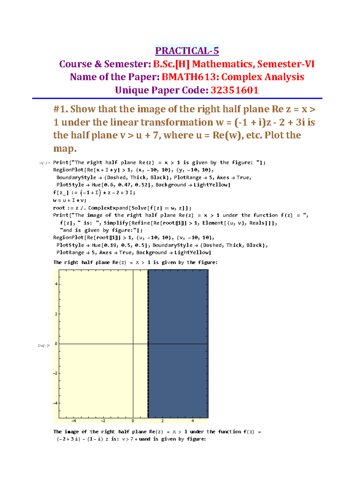 P5 - Practical Files for BMATH613: Complex Analysis Mapping - Studocu