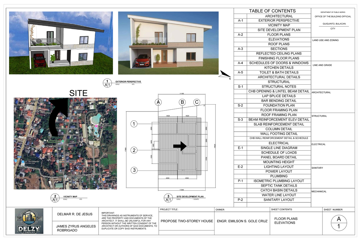 A1 - Architectural Drawings for Proposed Two-Storey House - Studocu