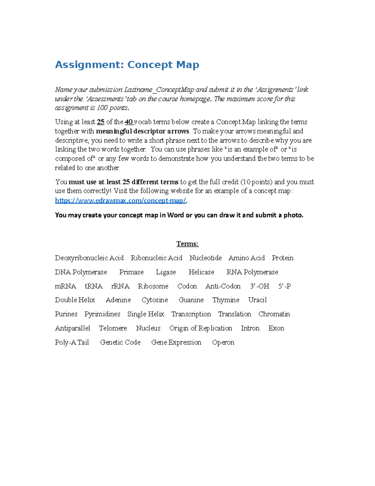 Unit9 Concept Map Assignment - Assignment: Concept Map Name your ...