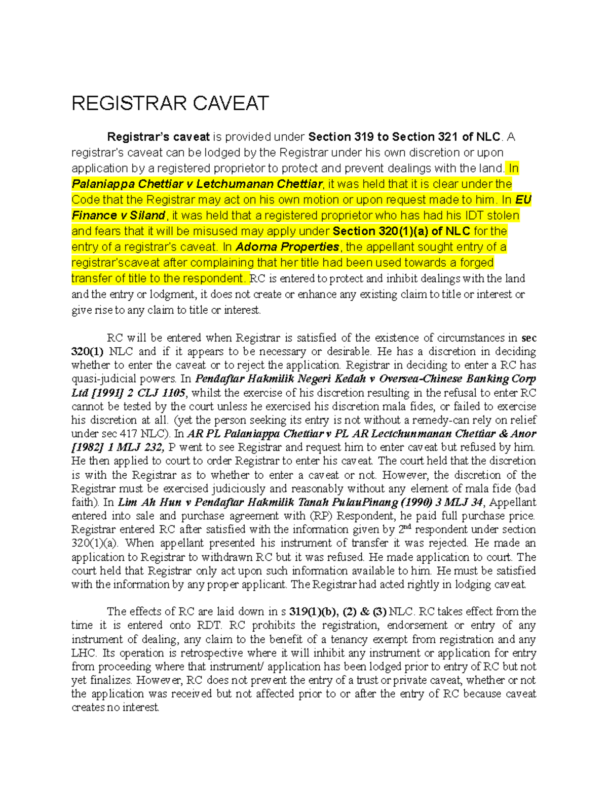 Registrar Caveat: Understanding Its Legal Framework and Applications ...