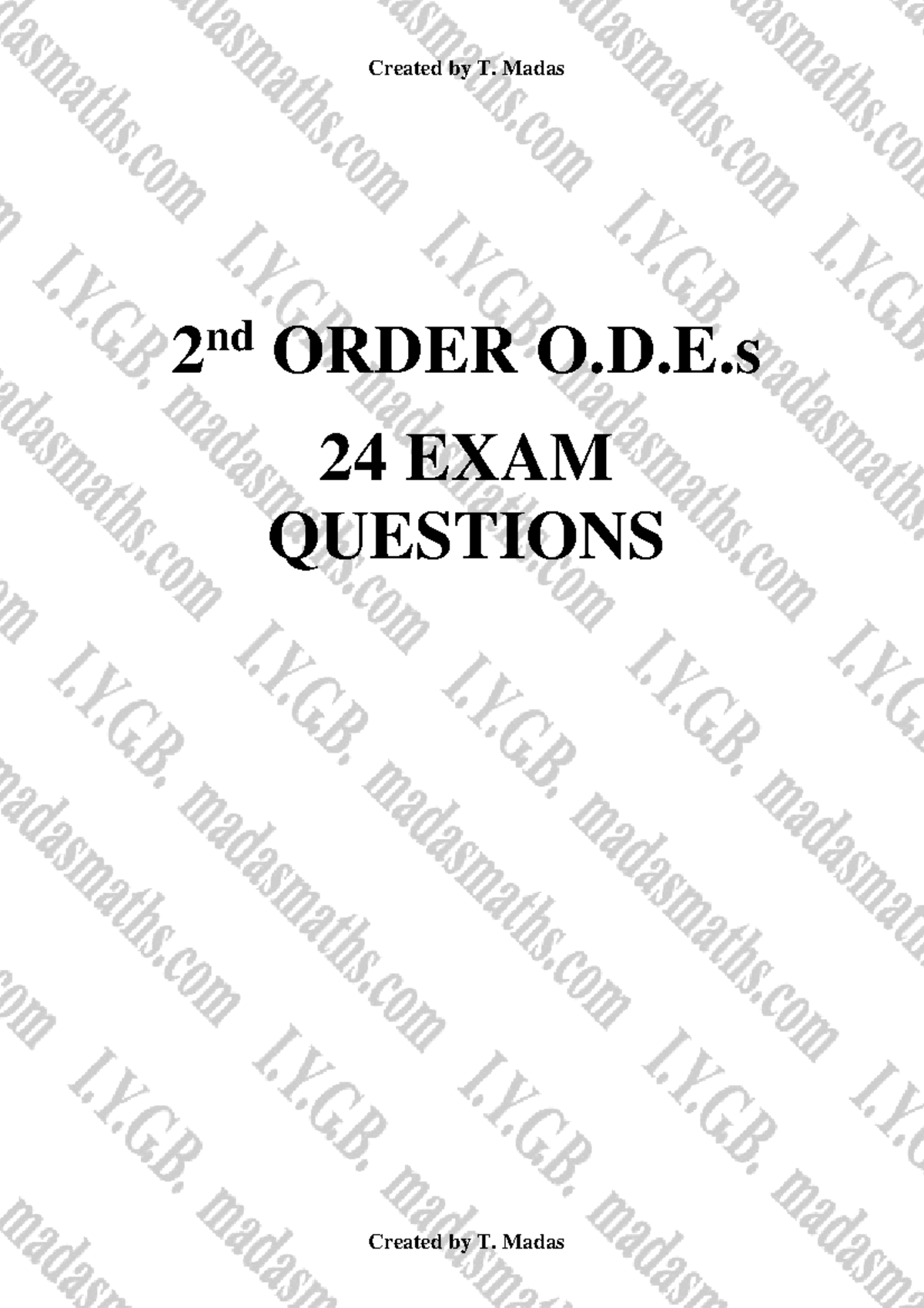 2nd order differential equations exam questions 24 240419 032549 - 2 nd ...