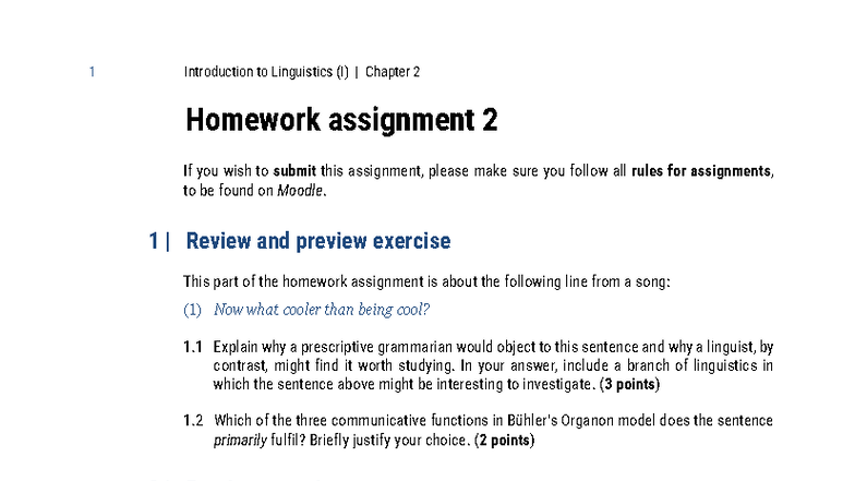 Intro to Linguistics I - Chapter 2 Homework Assignment 2 - Studocu