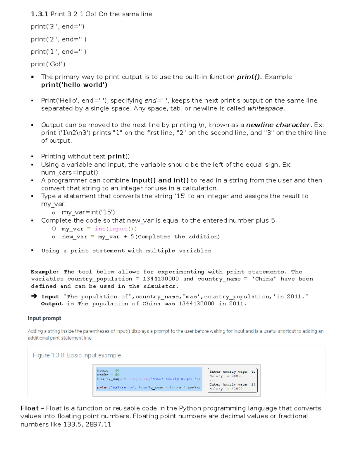Chapter 1 Python Basics: Notes & Lab Exercises (CSE101) - Studocu