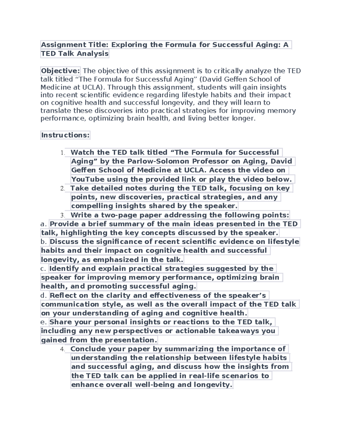 Paper guideline for ted talk yes - Assignment Title: Exploring the ...