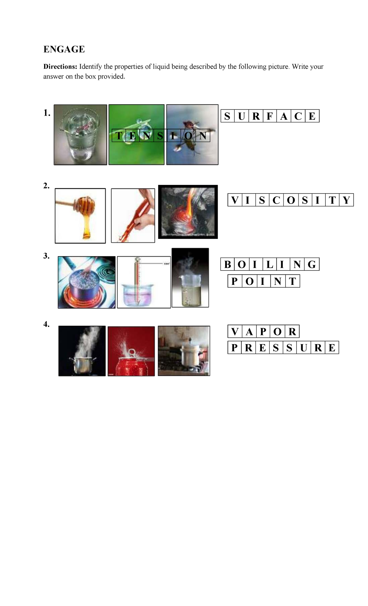 General Chemistry 2 Activity - ENGAGE Directions: Identify the ...