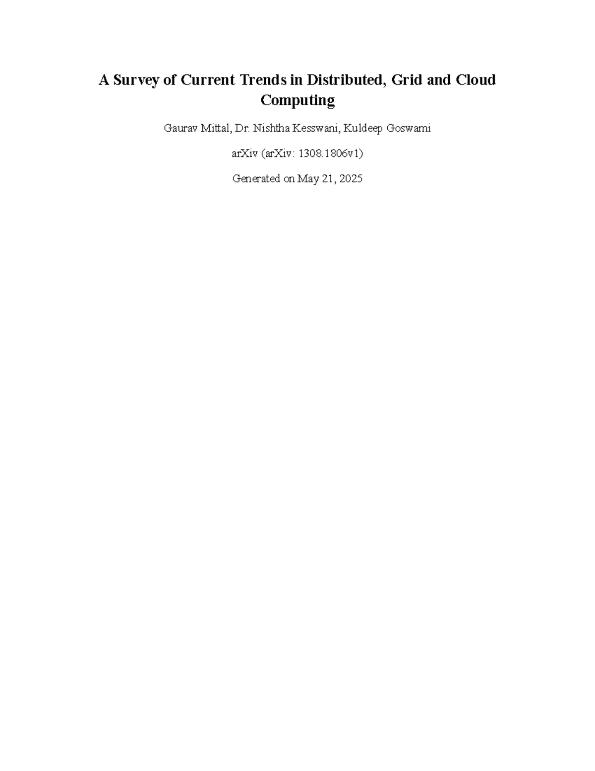 Current Trends in Distributed, Grid & Cloud Computing: A Survey - Studocu